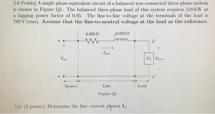 Solved [14 Points) A single phase equivalent circuit of a | Chegg.com