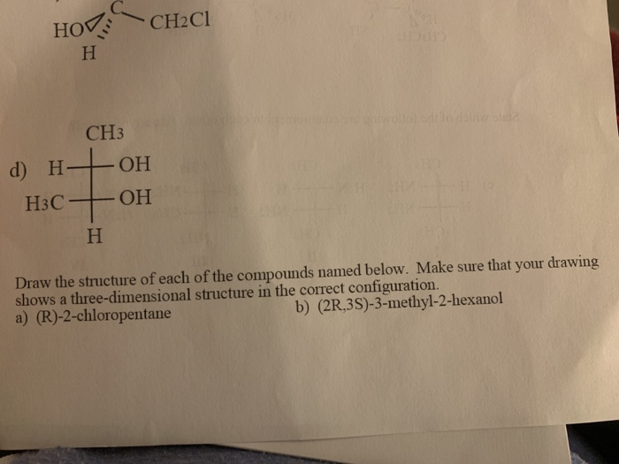 Solved HO CH2CI CC CHЗ owollot adte dneb2 H OH d) OH НЗС | Chegg.com