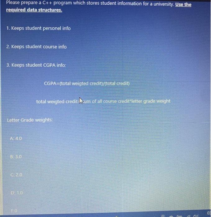 Solved Please prepare a C++ program which stores student | Chegg.com