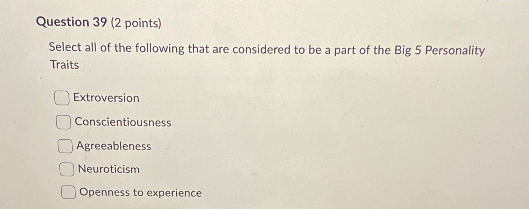 Solved Question 39 (2 ﻿points)Select all of the following | Chegg.com