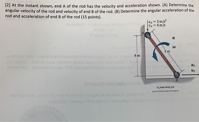 Solved [2] At the instant shown, end A of the rod has the | Chegg.com