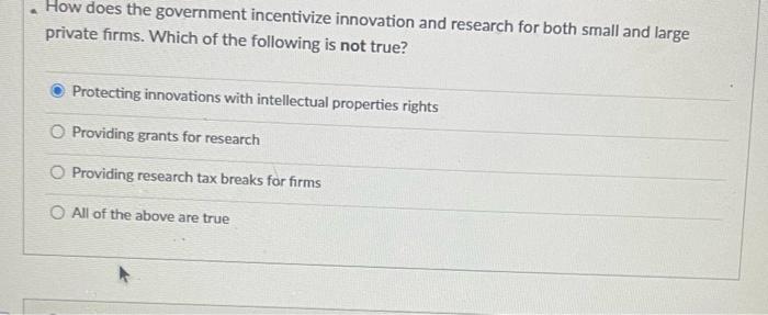 Solved How does the government incentivize innovation and | Chegg.com