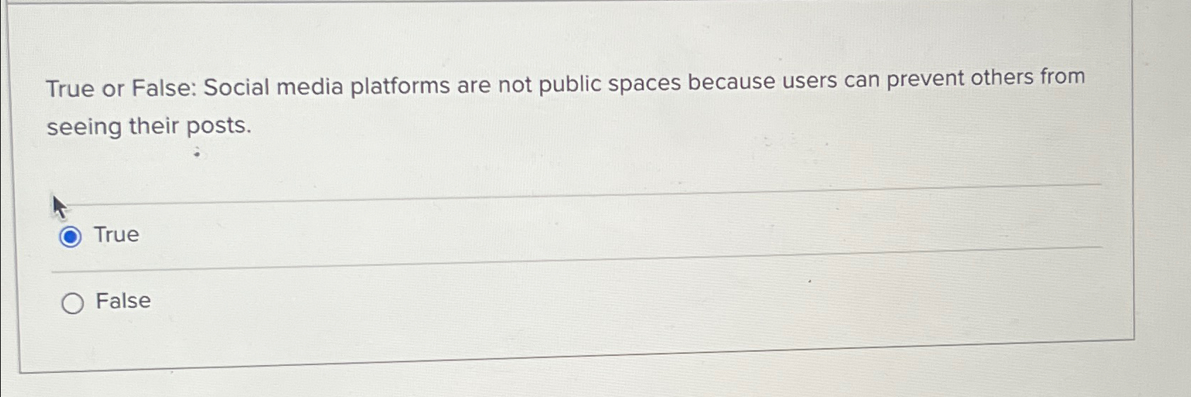 Solved True or False: Social media platforms are not public | Chegg.com
