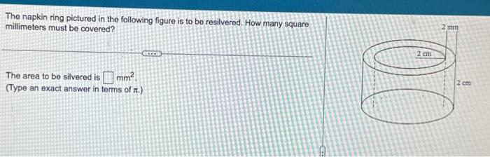 Solved The napkin ring pictured in the following figure is | Chegg.com
