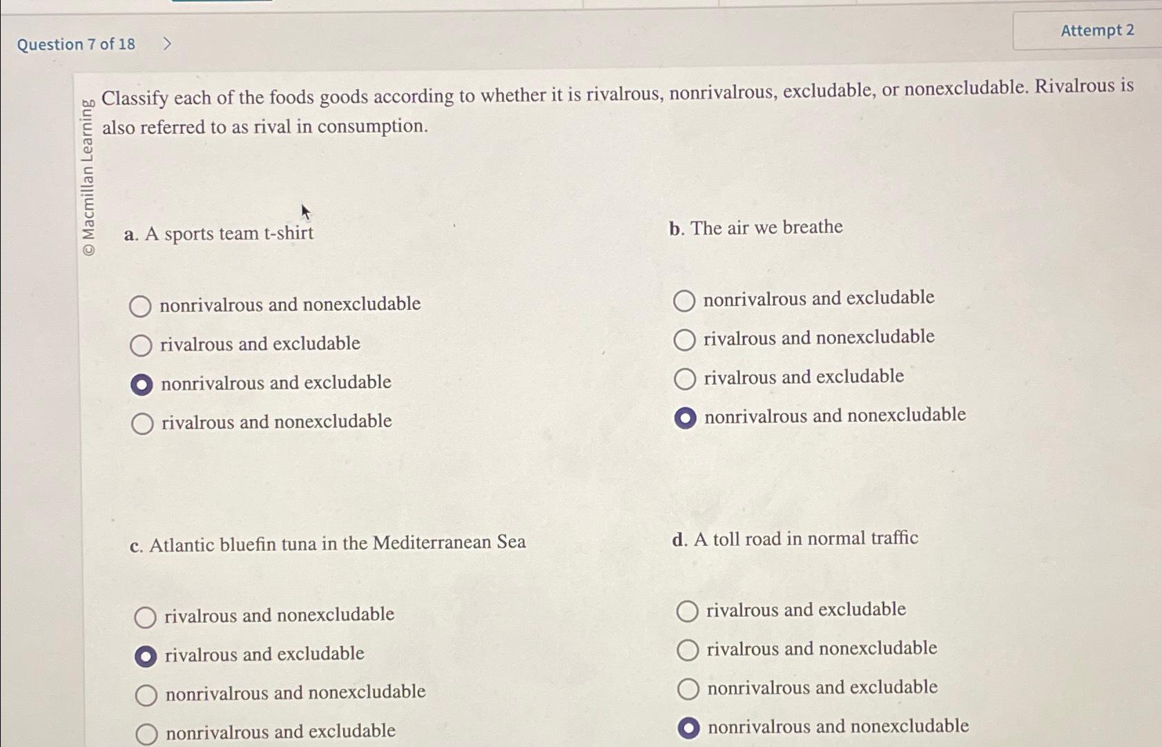 Solved Question 7 ﻿of 18Classify each of the foods goods | Chegg.com