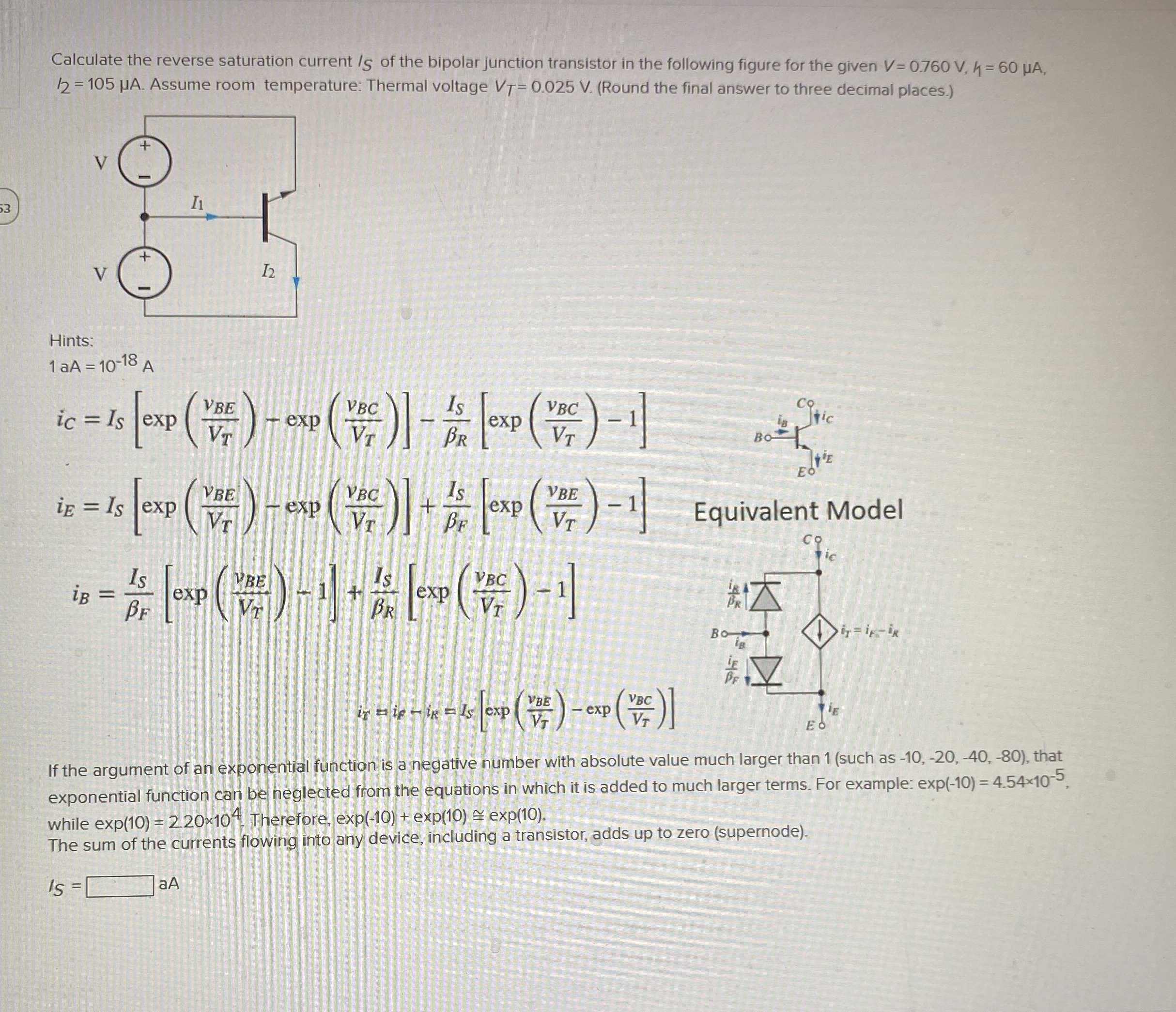Solved Calculate the reverse saturation current/S of the | Chegg.com