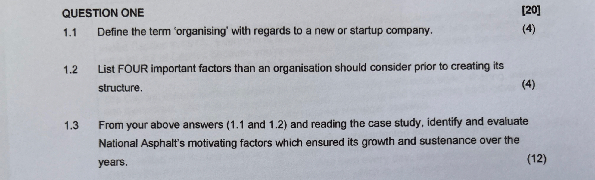 Solved QUESTION ONE[20]1.1 ﻿Define the term 'organising' | Chegg.com
