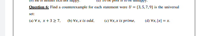 Solved Question 6: Find a counterexample for each statement | Chegg.com