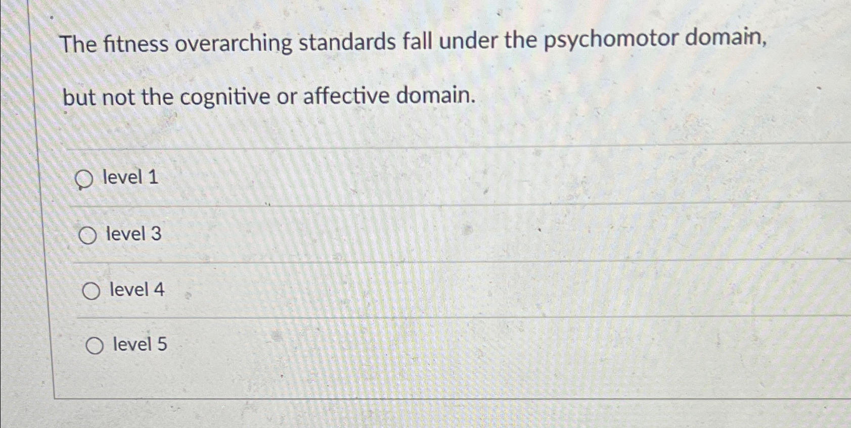 Solved The fitness overarching standards fall under the | Chegg.com