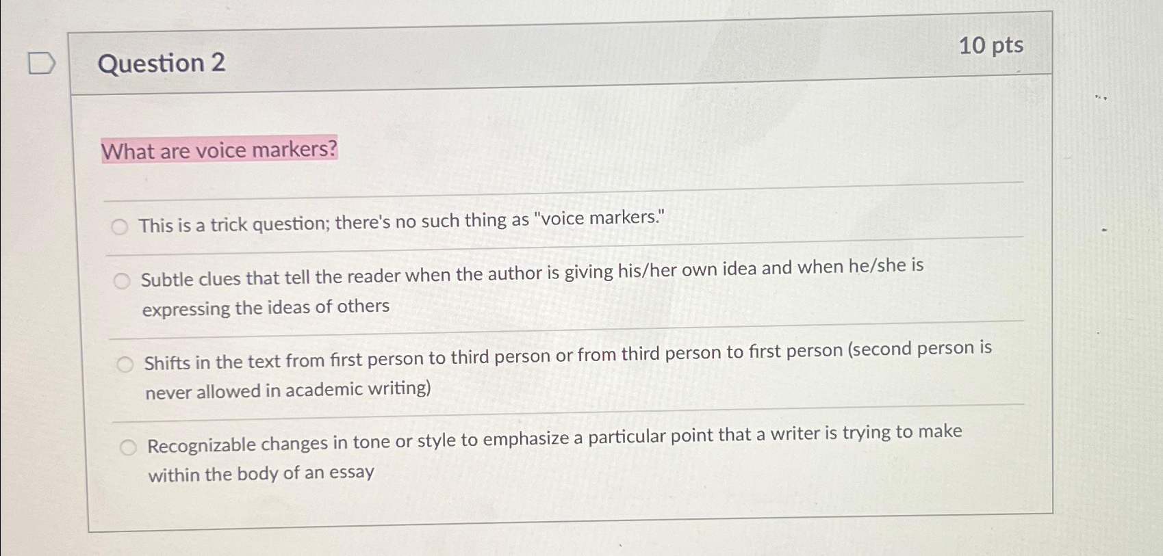 Solved Question 210 ﻿ptsWhat are voice markers?This is a | Chegg.com