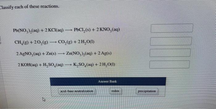 Solved Classify each of these reactions. | Chegg.com
