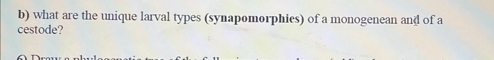 Solved b) ﻿what are the unique larval types (synapomorphies) | Chegg.com