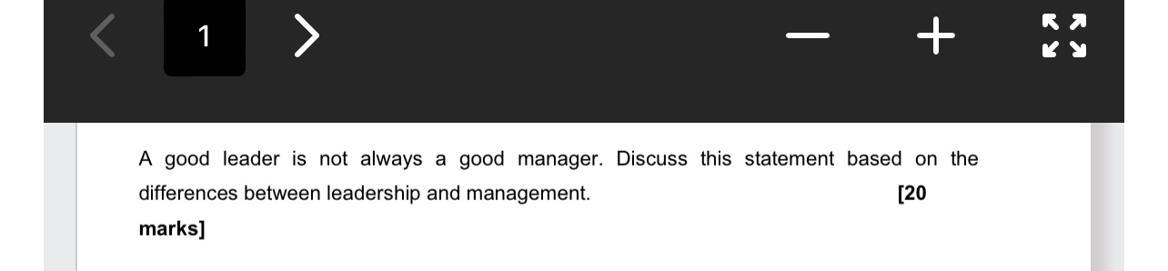 Solved 1A good leader is not always a good manager. Discuss | Chegg.com