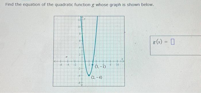 Solved Find the equation of the quadratic function g whose | Chegg.com