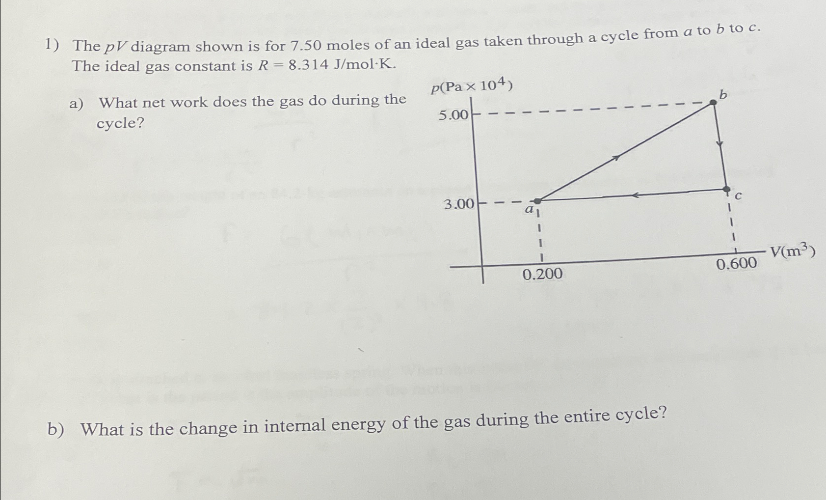 Solved The pV ﻿diagram shown is for 7.50 ﻿moles of an ideal | Chegg.com