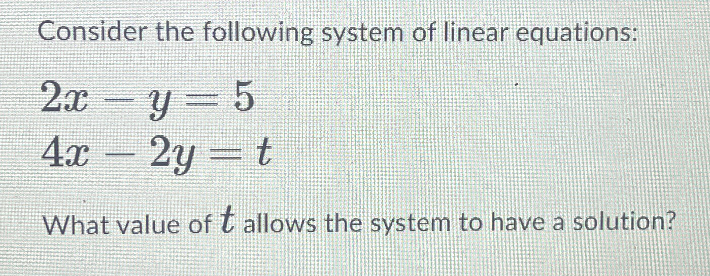 Solved Consider the following system of linear | Chegg.com