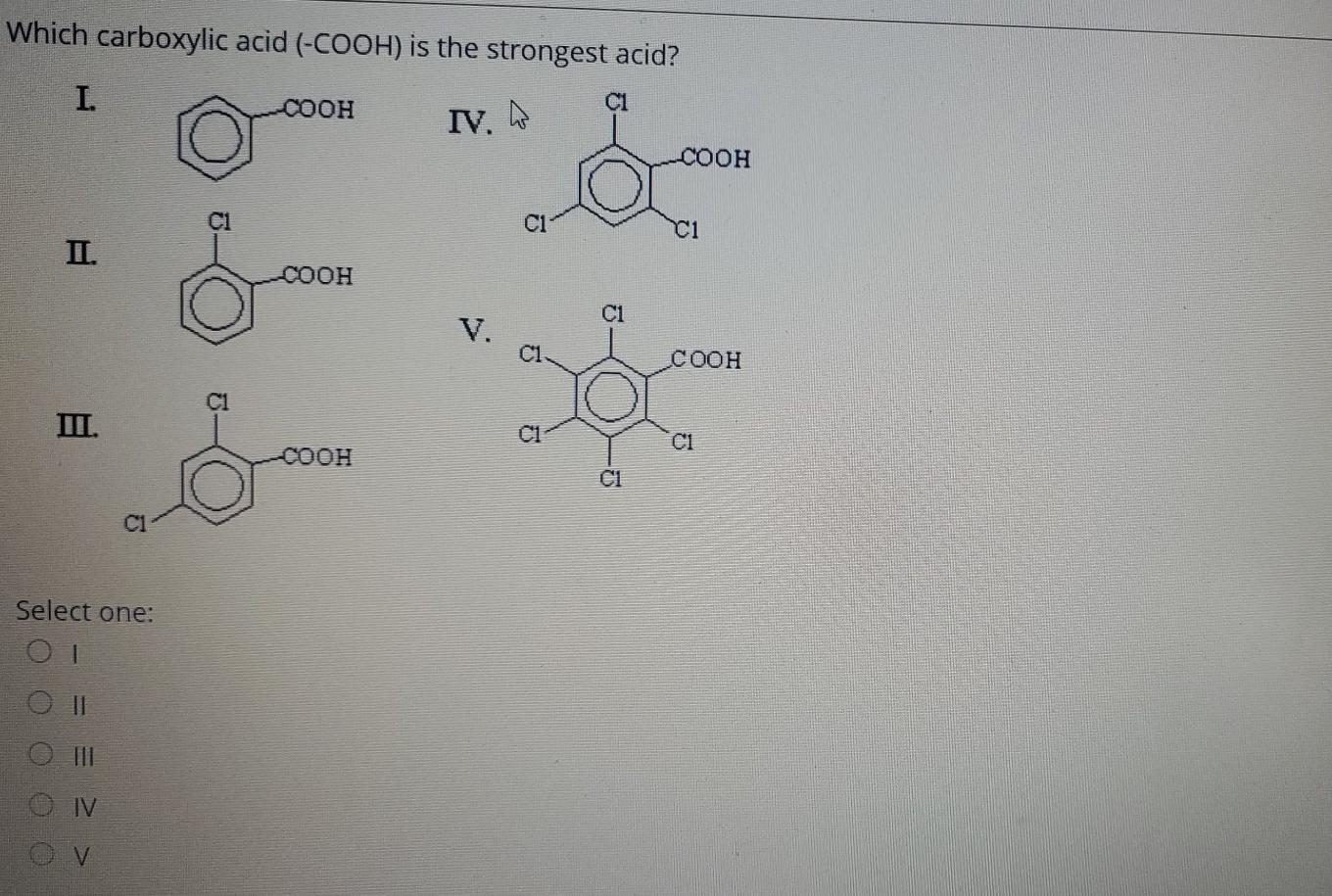 Solved Which carboxylic acid (-COOH) is the strongest acid? | Chegg.com