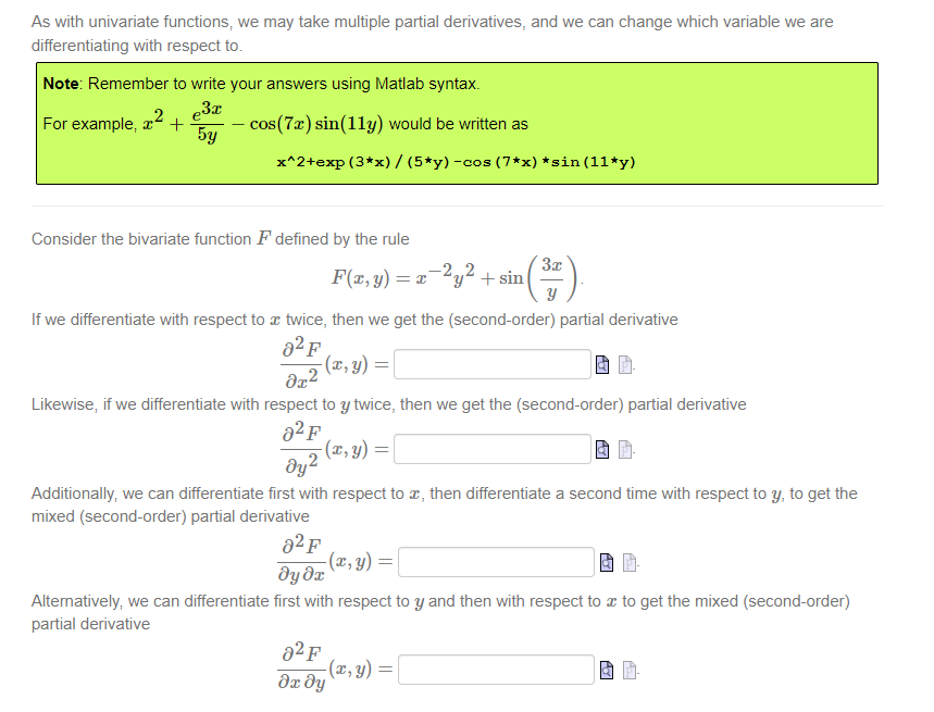 Solved As with univariate functions, we may take multiple | Chegg.com