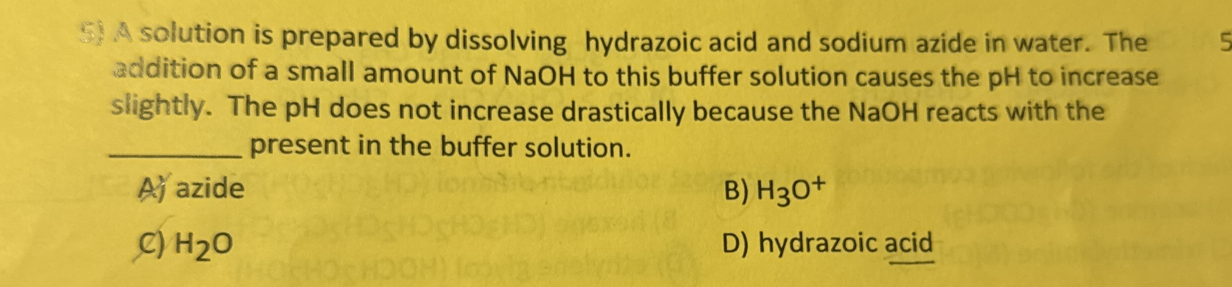 Solved A solution is prepared by dissolving hydrazoic acid | Chegg.com