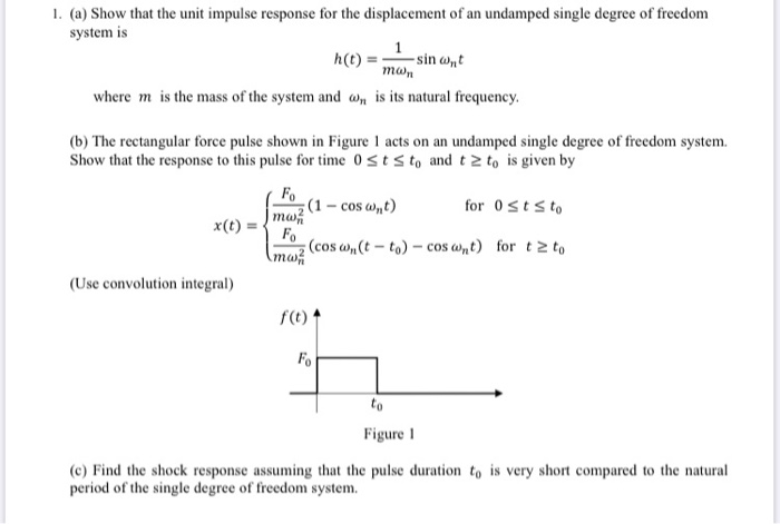 Solved 1. (a) Show that the unit impulse response for the | Chegg.com