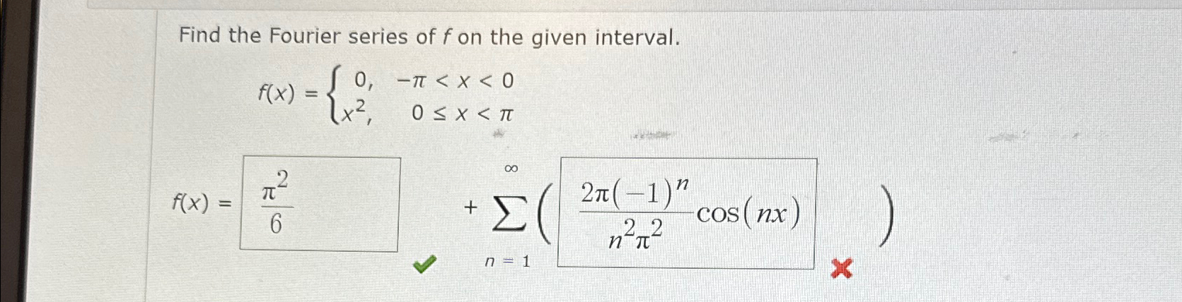 Solved Find the Fourier series of f ﻿on the given interval. | Chegg.com