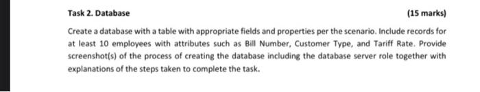 Solved Task 2 Database 15 Marks Create A Database With A 2069