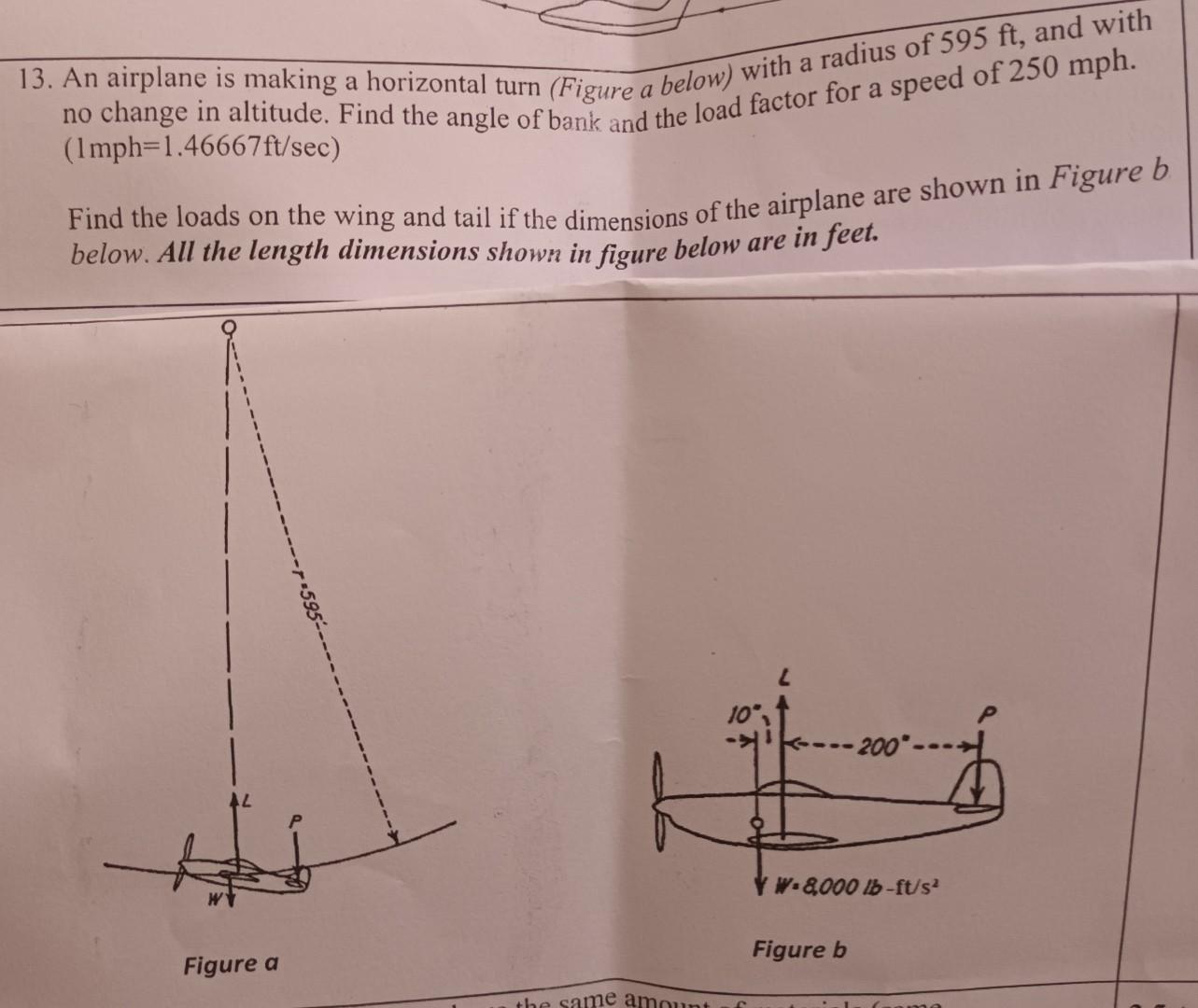 13. An airplane is making a horizontal turn (Figure a | Chegg.com
