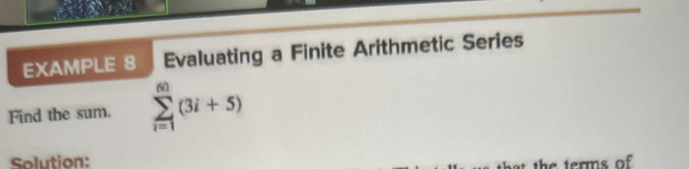 Solved EXAMPLE 8 ﻿Evaluating a Finite Arithmetic SeriesFind | Chegg.com