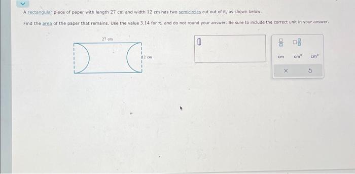 Solved A rectangular piece of paper with length 27 cm and | Chegg.com