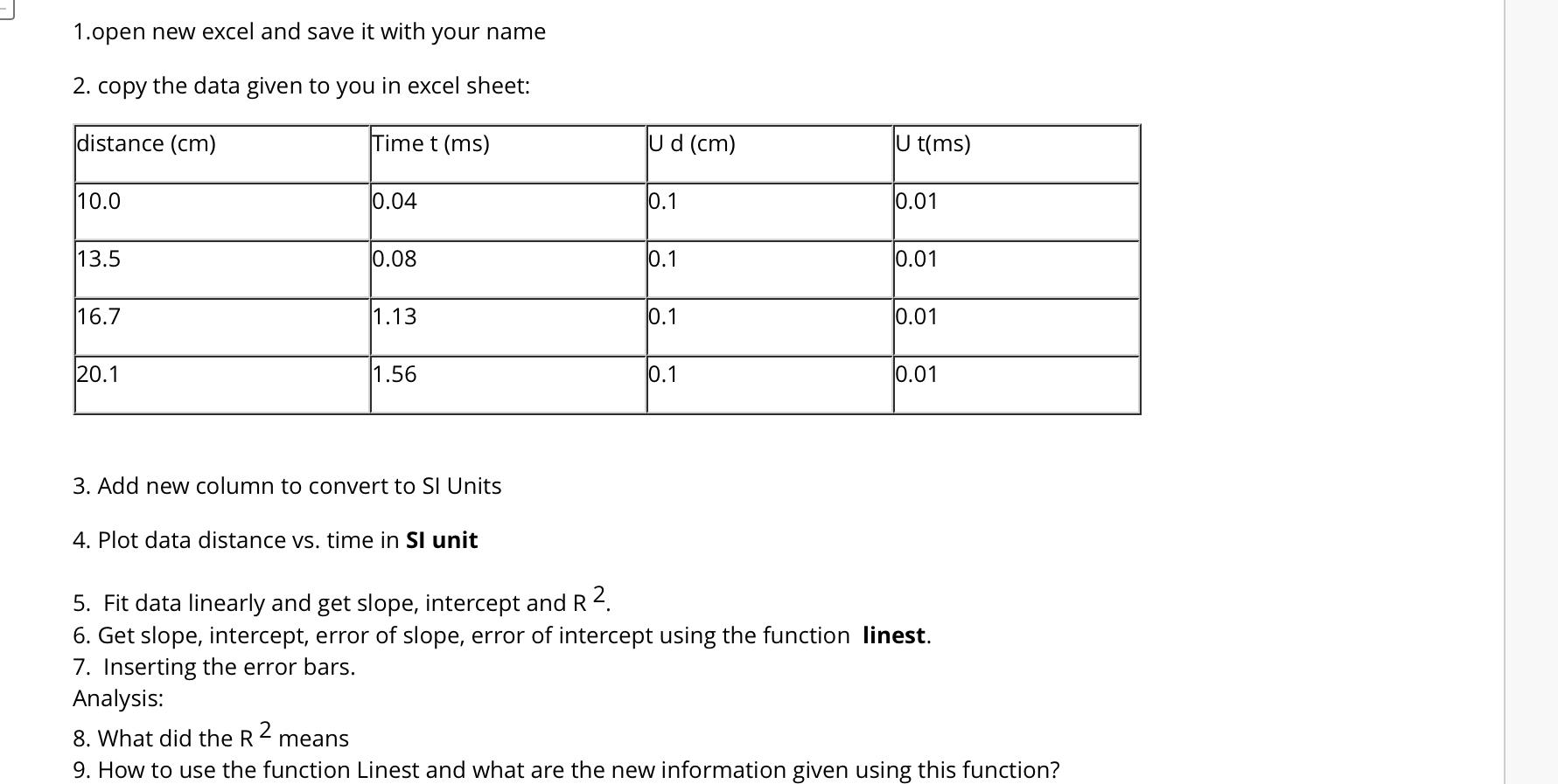 Solved 1.open new excel and save it with your name2. ﻿copy | Chegg.com