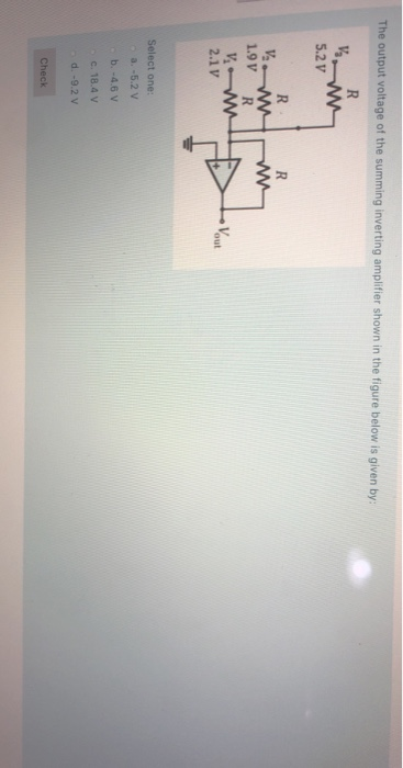 Solved The output voltage of the summing inverting amplifier | Chegg.com