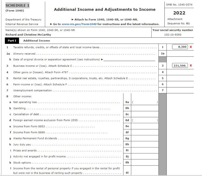 Complete the Richard's Form 1040. Form Department of | Chegg.com