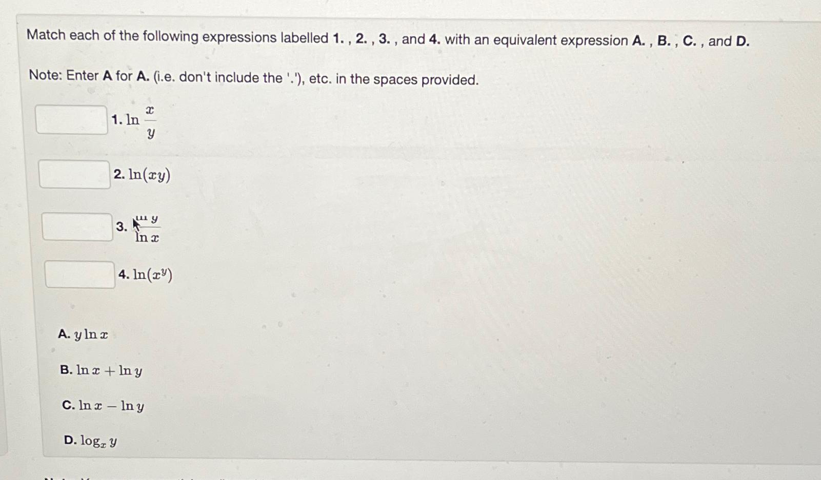 Solved Match each of the following expressions labelled | Chegg.com