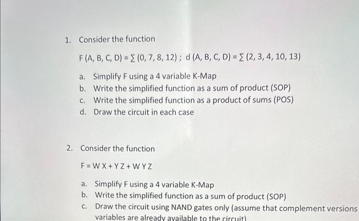 Solved 1. Consider the function | Chegg.com