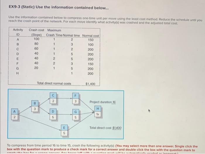 Solved EX9-3 (Static) Use the information contained below... | Chegg.com