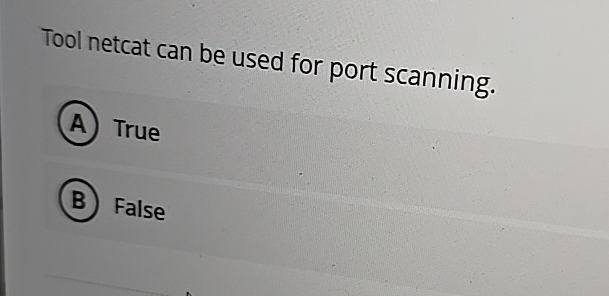 Solved Tool netcat can be used for port scanning.TrueFalse | Chegg.com