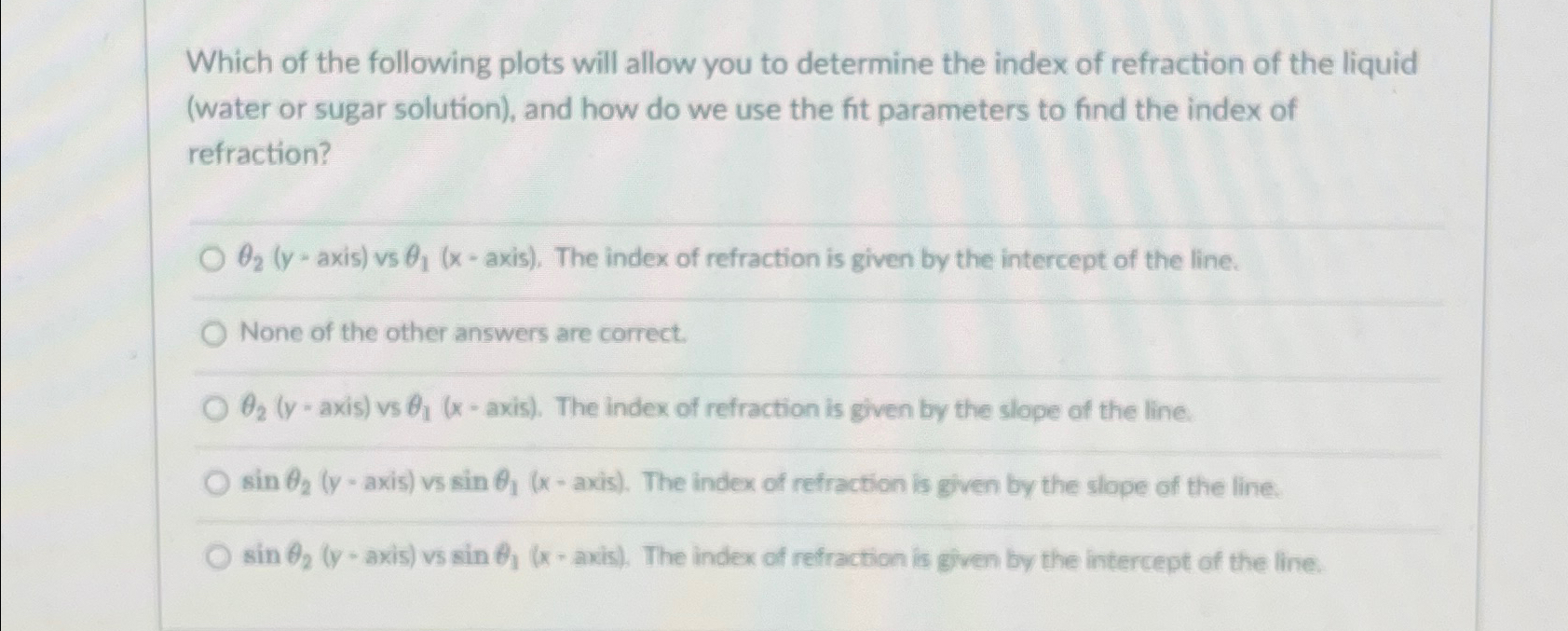 Solved Which of the following plots will allow you to | Chegg.com