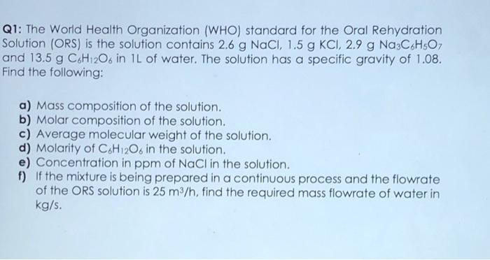 Solved Q1: The World Health Organization (WHO) standard for | Chegg.com