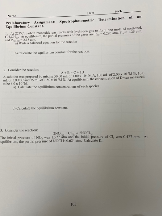 Solved Sect. Date Name of an Prelaboratory Assignment: | Chegg.com