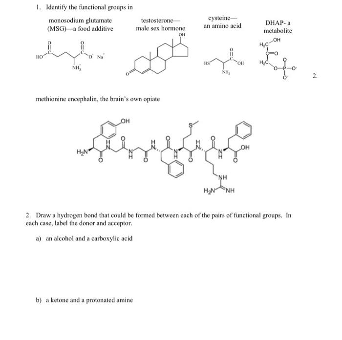 Solved 1. Identify the functional groups in monosodium | Chegg.com