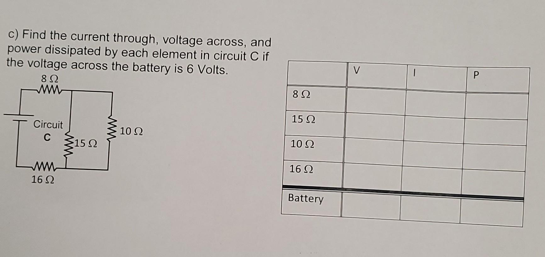 Solved C Find The Current Through Voltage Across And