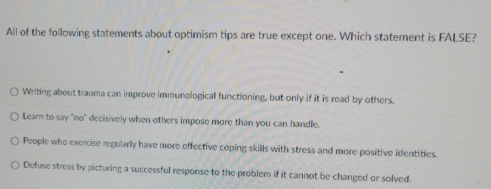 Solved All of the following statements about optimism tips | Chegg.com