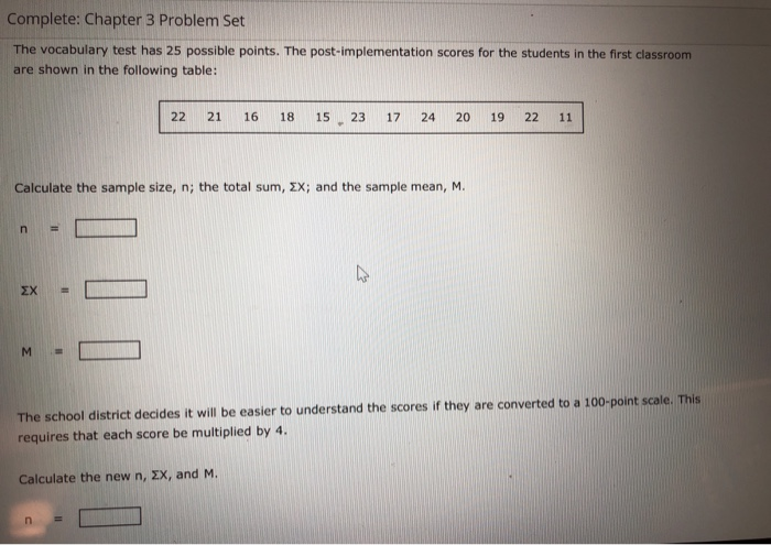 Solved Complete: Chapter 3 Problem Set The vocabulary test | Chegg.com