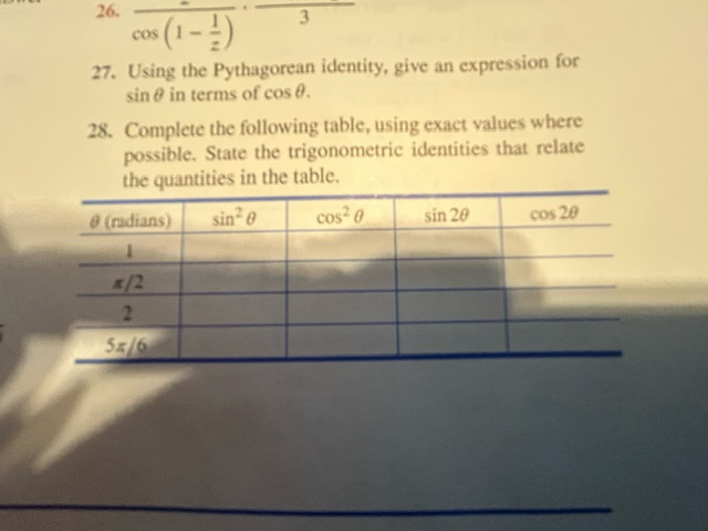 Solved # 28 ﻿please Complete the following table, using | Chegg.com