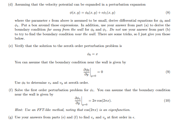 Solved hat(y)w=hsin(2πhatxλ)(d) ﻿Assuming that the velocity | Chegg.com