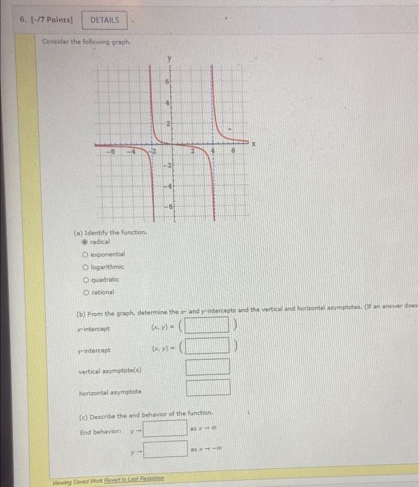 Solved 6. [-/7 Points] DETAILS Consider the following | Chegg.com