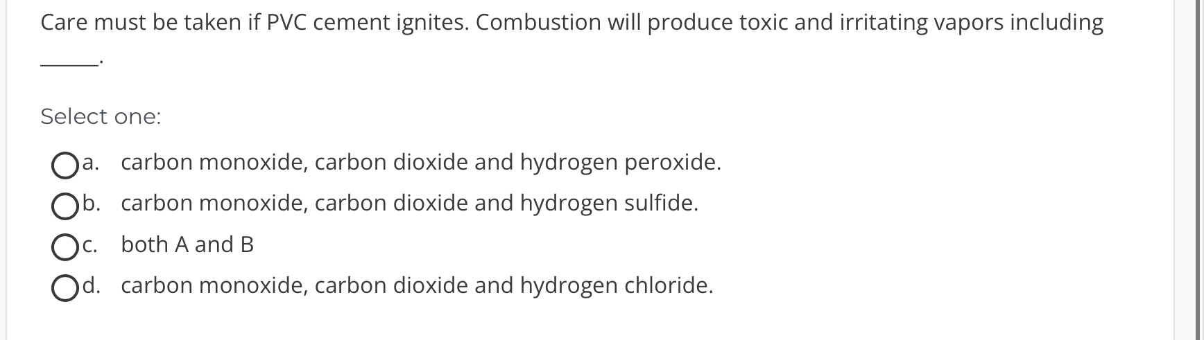 Solved Care must be taken if PVC cement ignites. Combustion | Chegg.com