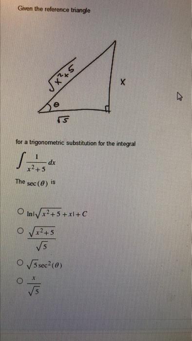 Solved Given the reference triangle X for a trigonometric | Chegg.com