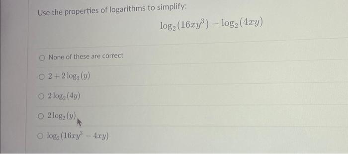 Solved Use the properties of logarithms to simplify: \\[ | Chegg.com