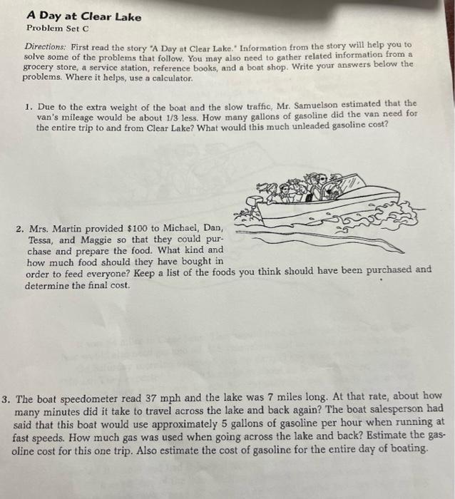 Solved 8. A Day at Clear Lake Mr. Samuelson was thinking | Chegg.com